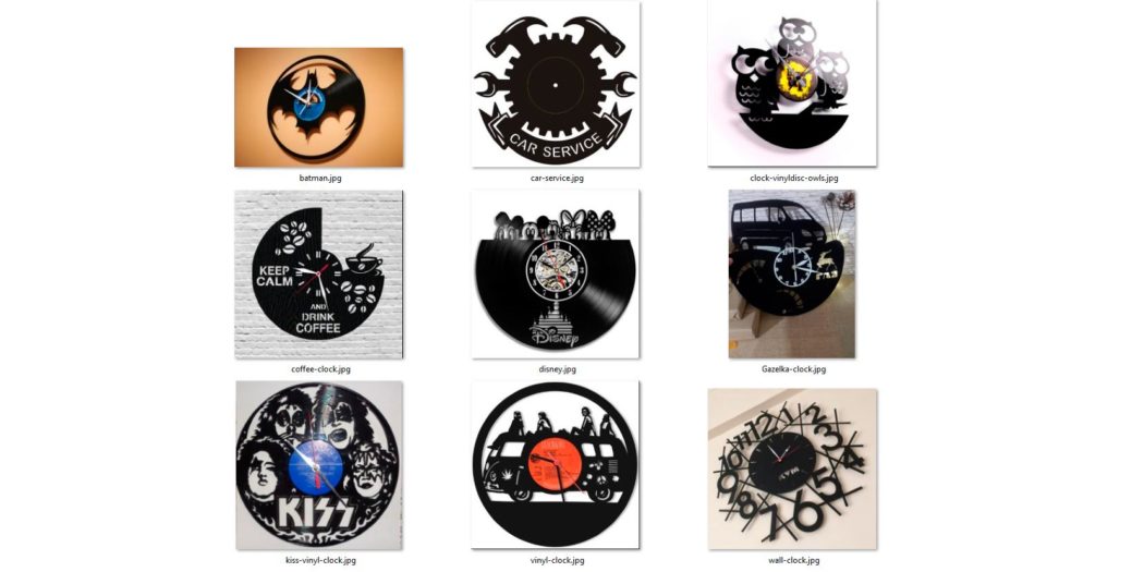 Package Kit with 9 clocks cut to vinyl disc – DXF DOWNLOADS – Files for ...