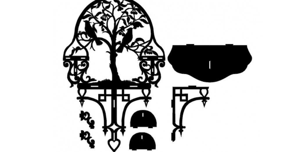 Shelf landscape birds tree nature – DXF DOWNLOADS – Files for Laser ...