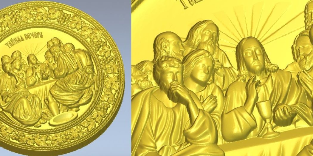 The Last Supper Round Frame 3d Stl File Model For Cnc Router Dxf