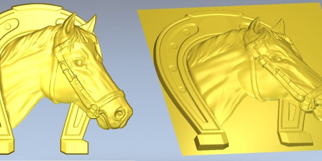 Horse head with horseshoe 3d print stl cnc file – DXF DOWNLOADS – Files for Laser Cutting and ...