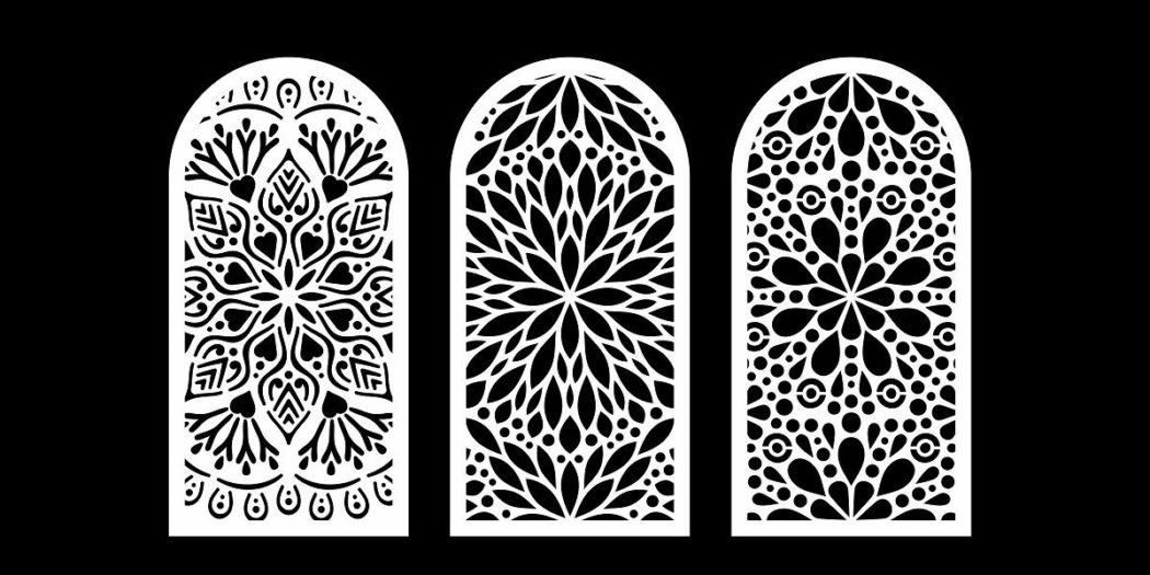 Vector to cut 3 panels screens decorative door folding office divider ...