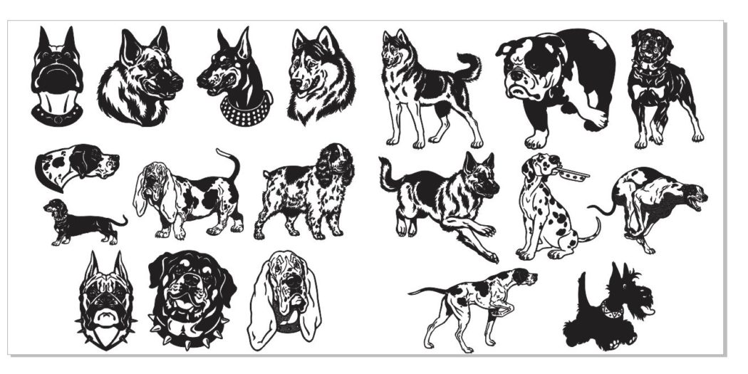Dogs Vector Pack for Laser Engraving – DXF DOWNLOADS – Files for Laser ...