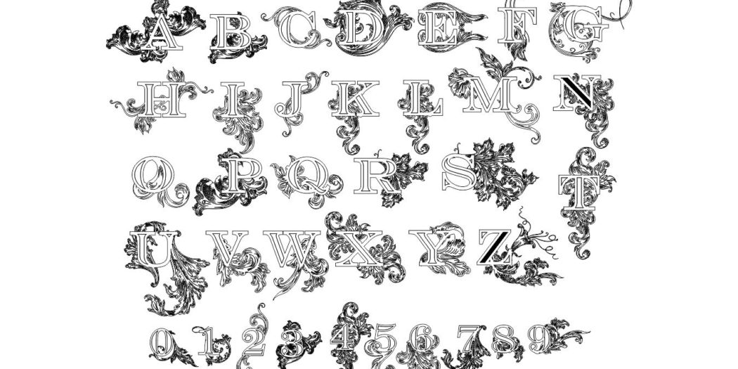 Floral letters numbers cdr file to engrave carve vector laser cnc ...