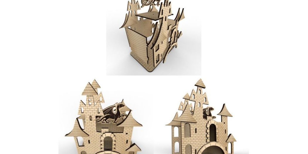 Tea house castle 3mm plate thickness laser cutting and engraving File ...