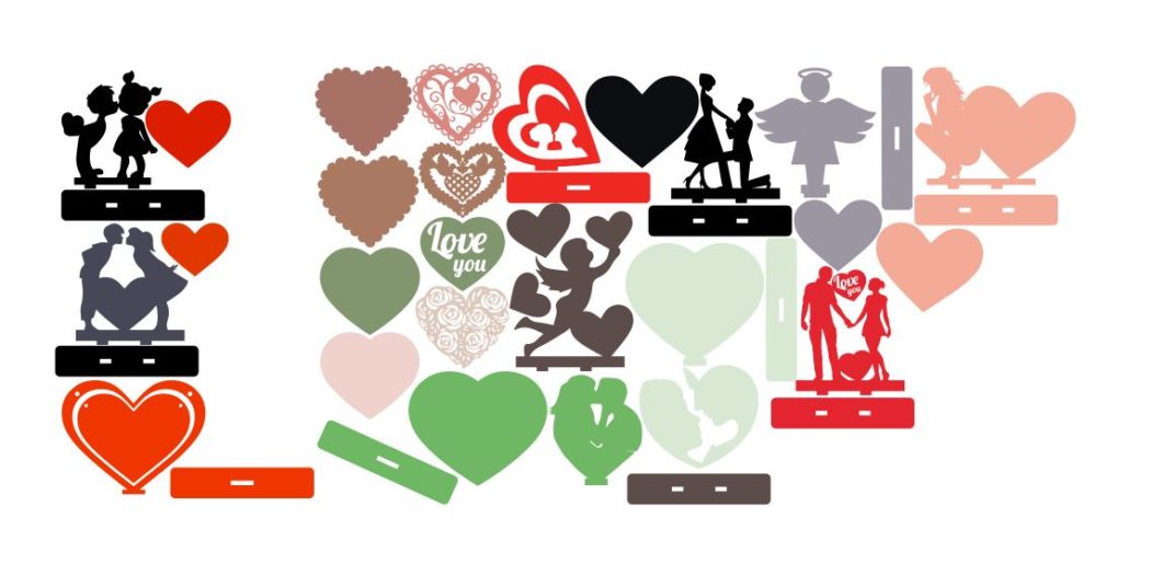 Valentines Day Love Heart Cupid Couple CDR DXF – DXF DOWNLOADS – Files ...