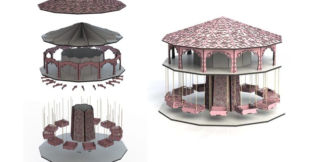 Laser Cut Carousel CDR DXF pieces with 3mm more 6mm – DXF DOWNLOADS ...