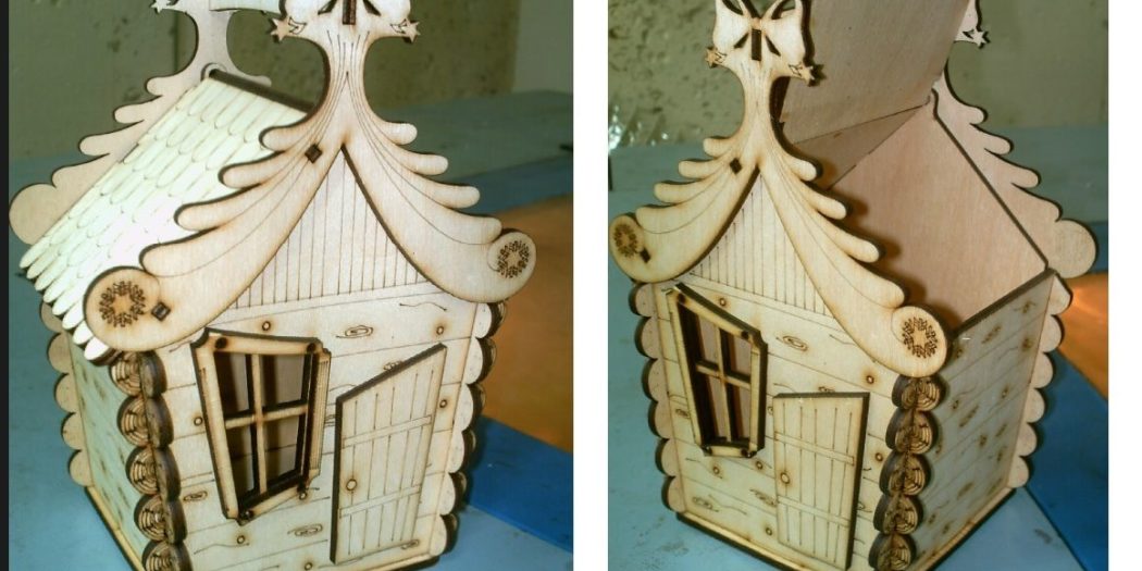 Laser cutting and engraving box cafe house CDR DXF – DXF DOWNLOADS ...