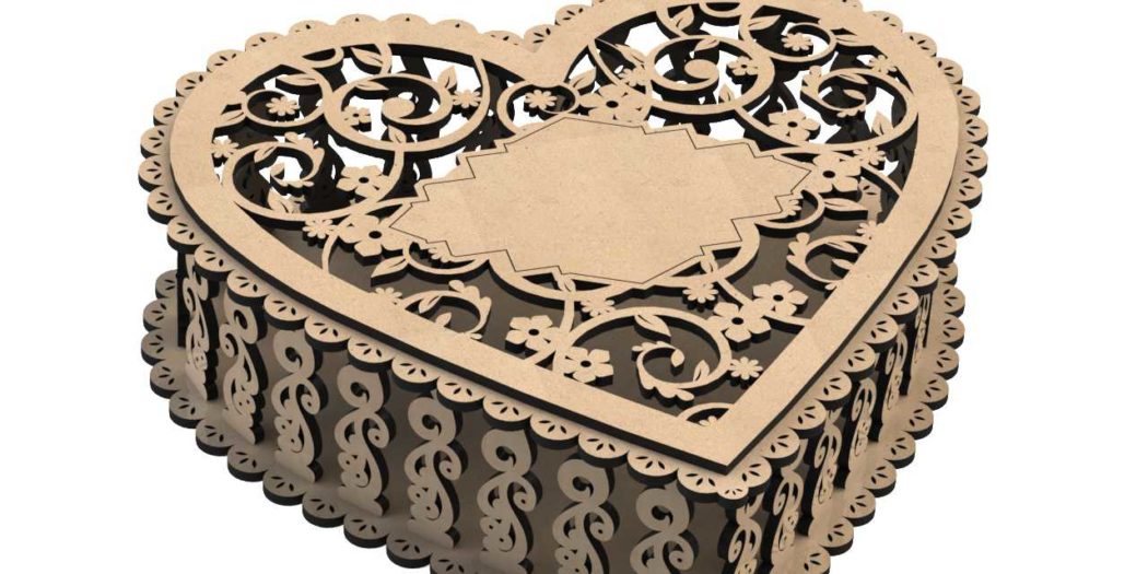 Set of 3 heart-shaped boxes for CNC cutting MDF Wood 150mm-200mm-250mm ...