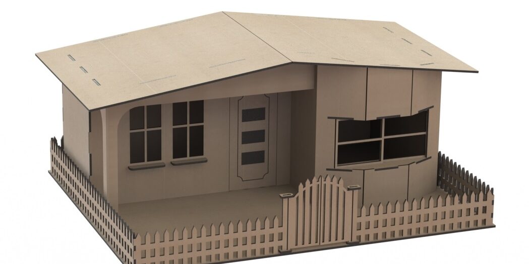 House with fence to cnc mdf cut – DXF DOWNLOADS – Files for Laser ...