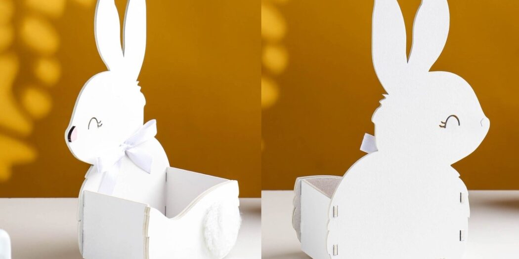 Bunny easter basket 13x22x7cm 3mm mdf plywood – DXF DOWNLOADS – Files ...