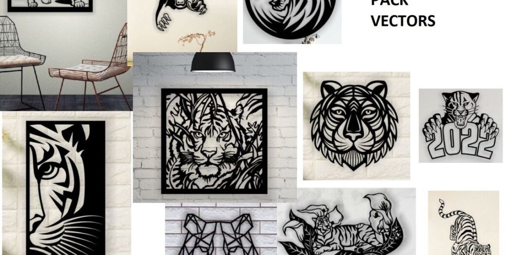 Pack tiger models to cut silhouettes 2d vectors – DXF DOWNLOADS – Files ...